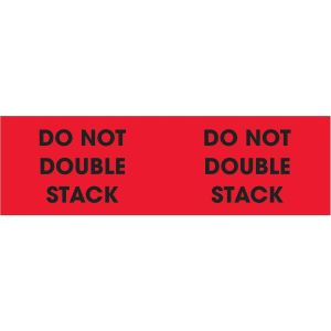 Box Packaging Pallet Corner Labels, "Do Not Double Stack", Fluorescent Red, 3" x 10" - DL1194