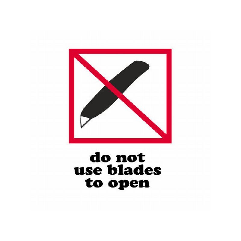 Box Packaging "Do Not Use Blades To Open" Labels, 3" x 4" - IPM325