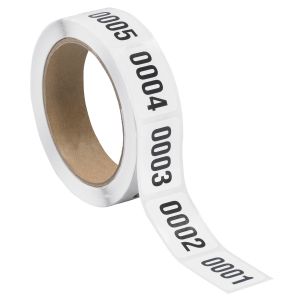 Box Packaging Consecutive Numbered Labels (0001-0500), 1" x 1-1/2" - DL1241