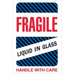 Box Packaging Glass Labels, "Fragile - Liquid In Glass", Multi-Colored ...