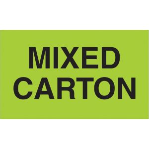 Box Packaging Mixed Labels, "Mixed Carton", Fluorescent Green, 3" x 5 ...