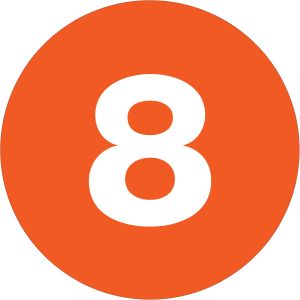 Box Packaging Numbered Labels, "8", 2" Circle, Orange - DL6776