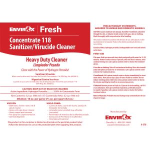 EnvirOx Secondary Label for 118 Sanitizer & Virucide Cleaner, Heavy ...