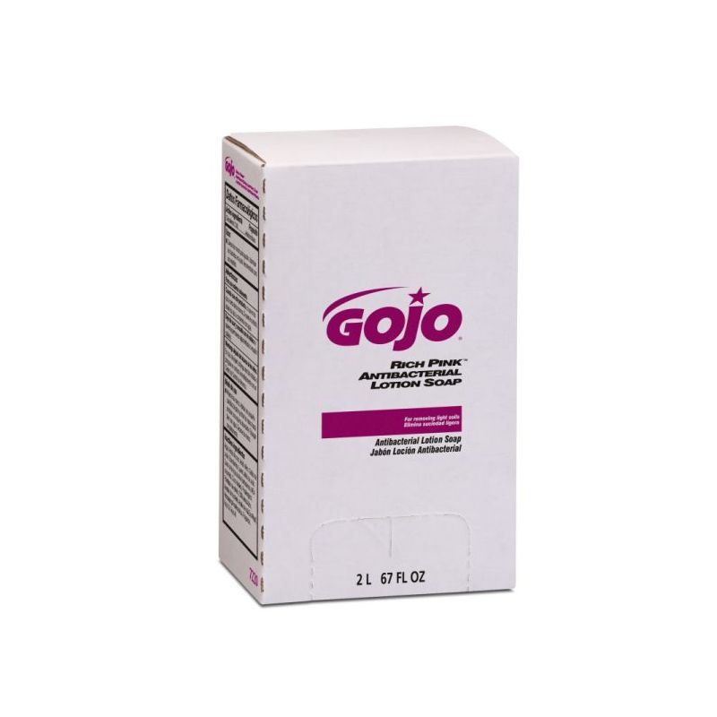 GOJO Rich Pink Antibacterial Lotion Soap, 2000mL Bag in Box, Pink - 7220-04