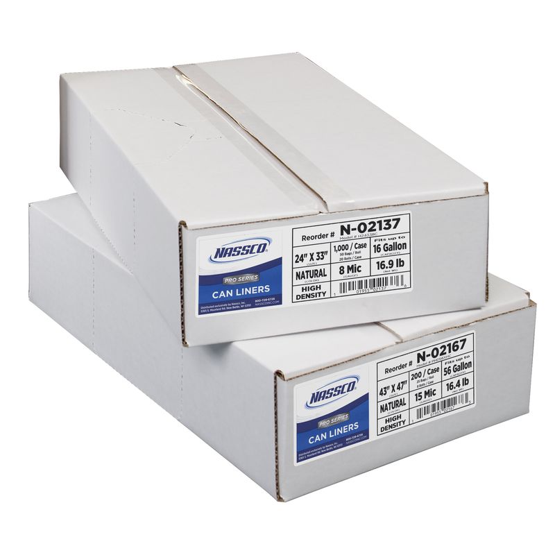Nassco® Pro Series Interleaved High Density Can Liners, 12-16gal, 8mic ...