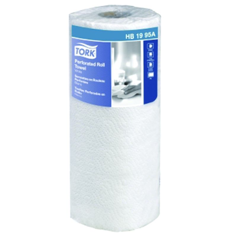 Tork White Kitchen Roll Towels, 2-Ply, White, 9x11" - HB1995A
