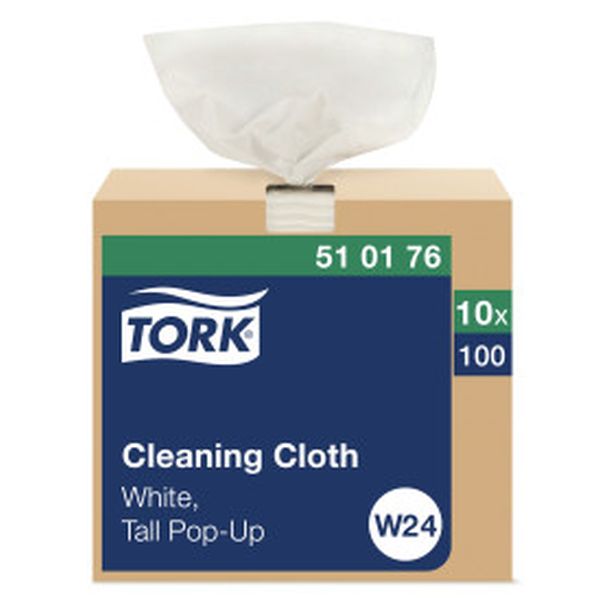 Tork Cleaning Cloth, 1-Ply, White, 8.5x16.1" - 510176