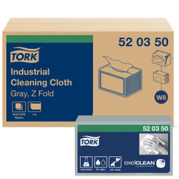 Tork Tork Folded Industrial Cleaning Cloth, 1-Ply, Gray, 12.6x15.2 ...