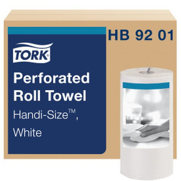 Tork Perforated Kitchen Roll Towel, 2-Ply, White, 6.75x11" - HB9201