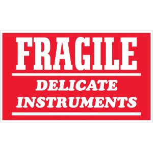 Box Packaging Delicate Instrument Labels, "Fragile", Red, 3" x 5" - SCL504R