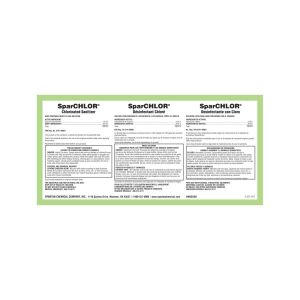 Spartan Label for SparCHLOR Chlorinated Sanitizer, 4" x 8" - 9855-00